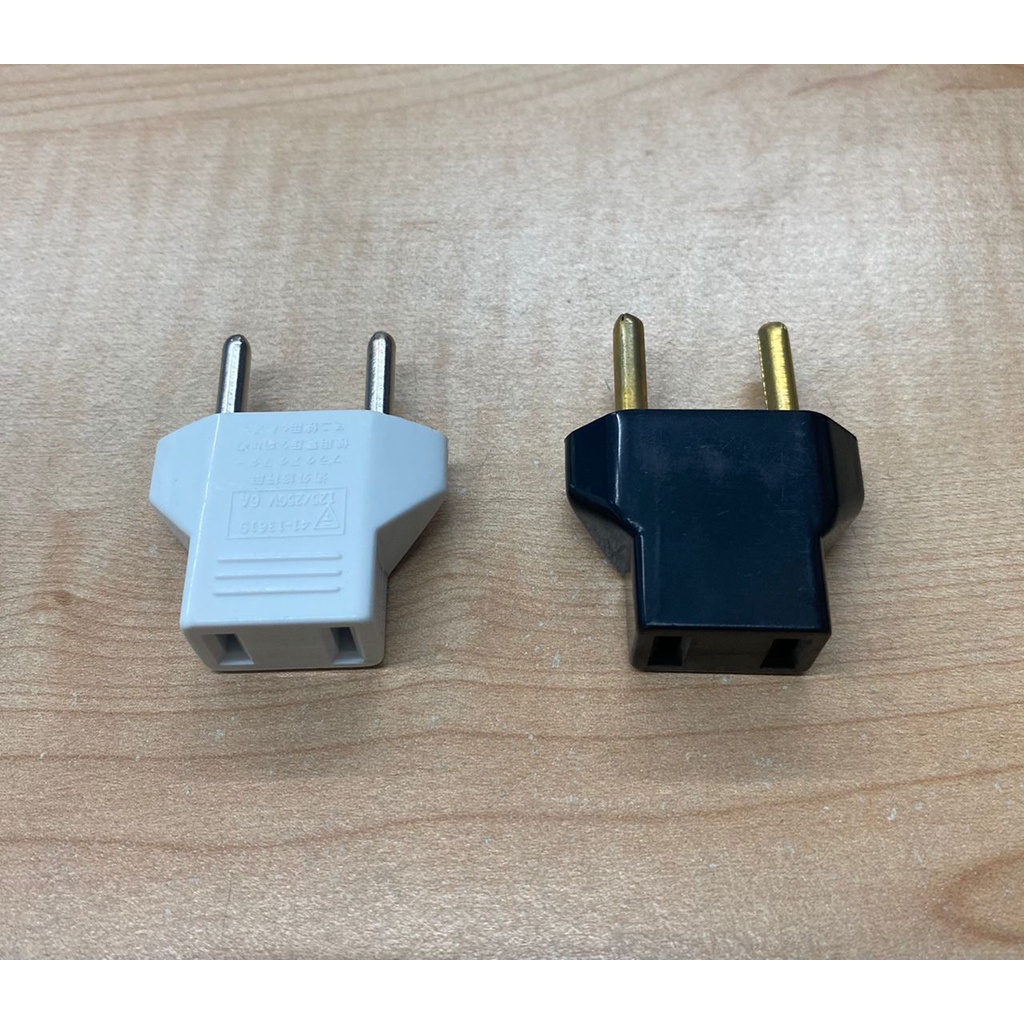 2 Pin In 2 Pin Out Plug Converter Travel Adapter (White / Black ...