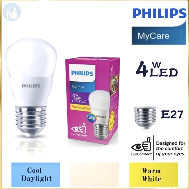 Philips 4W LED Bulb Mycare E27 ( Daylight 6500K / Warm White ) | Shopee Malaysia