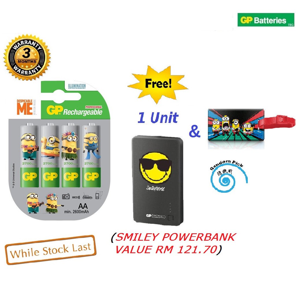 GP Rechargeable Batteries Minions NiMH 4s AA 2600mAh | Shopee Malaysia