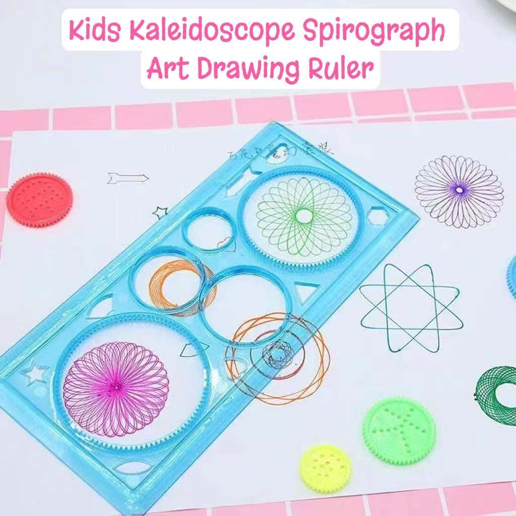 Kids Spirograph Kaleidoscope Art Ruler Compass Protractor Drawing ...