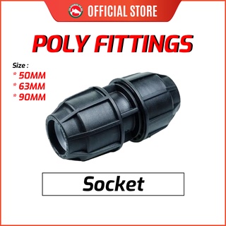 POLY SOCKET FITTING CONNECTOR JOINT - 50mm / 63mm / 90mm - SOKET PAIP ...