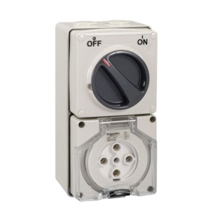 SCHNEIDER S56C532GY S56 SWITCHED SOCKET OUTLET 500V 32A 5P IP66 GREY ...