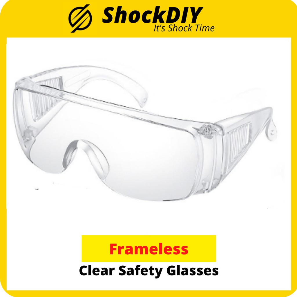 Large Frameless Clear Safety Goggles Eye Protection PPE Glasses Goggle ...