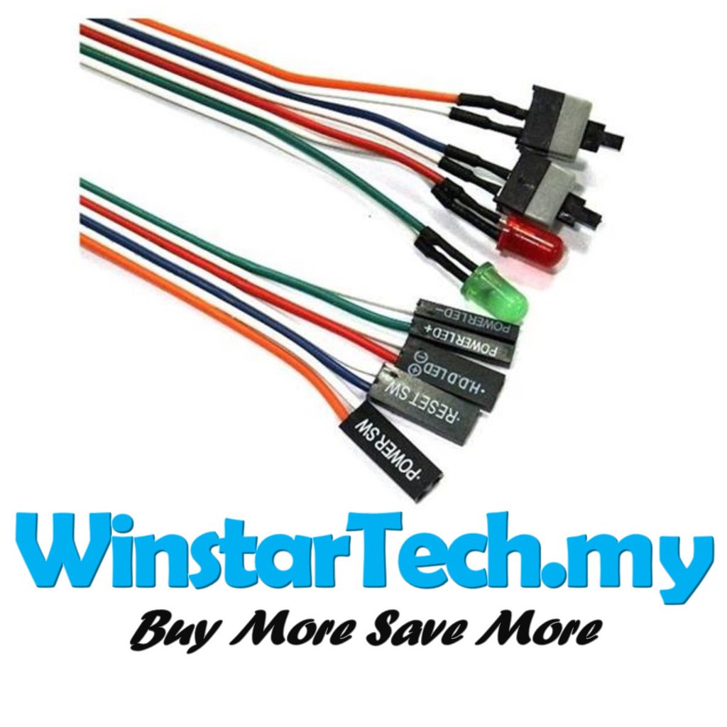 ATX Power Reset ON OFF RESET Switch Cable HDD LED Light Motherboard PC ...
