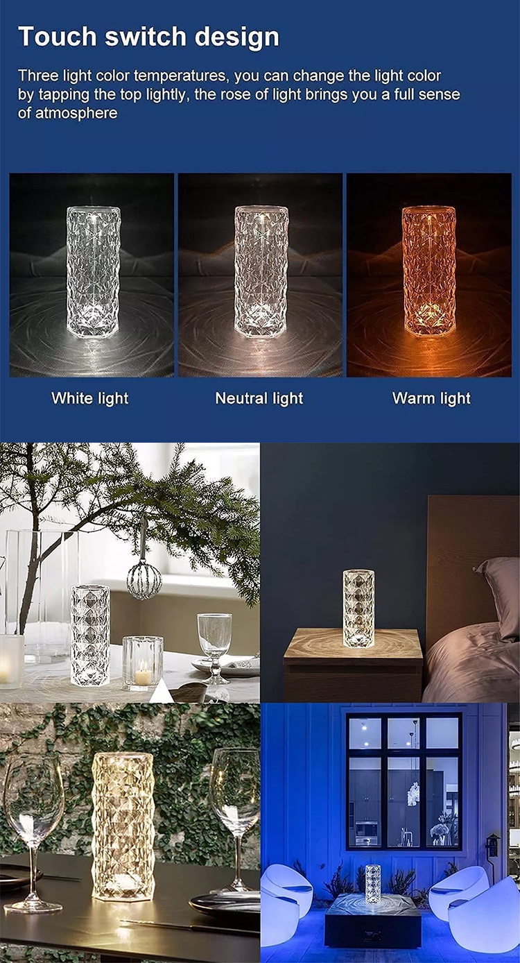 Rose Table Light Lamp Lampu Meja Lampu Hiasan USB Charging Gift Acrylic ...