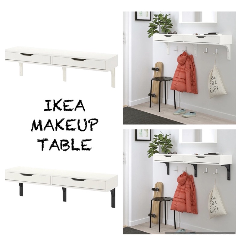 IKEA Dressing Table solid wood wall shelf make up table set meja solek ...