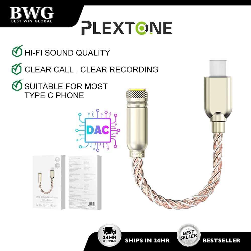 PLEXTONE GS1Cll USB C to 3.5mm Jack DAC Chip Earphone Cable Headphone ...