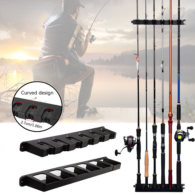 6 Holes Fishing Rod Storage Rack Durable Fishing Pole Holder Rod Stand ...