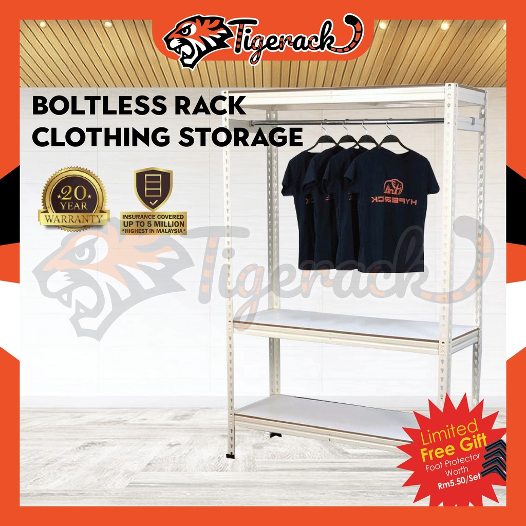 Boltless Rack Clothing Storage Laundry Hanger Cloth Organizer Wardrobe ...