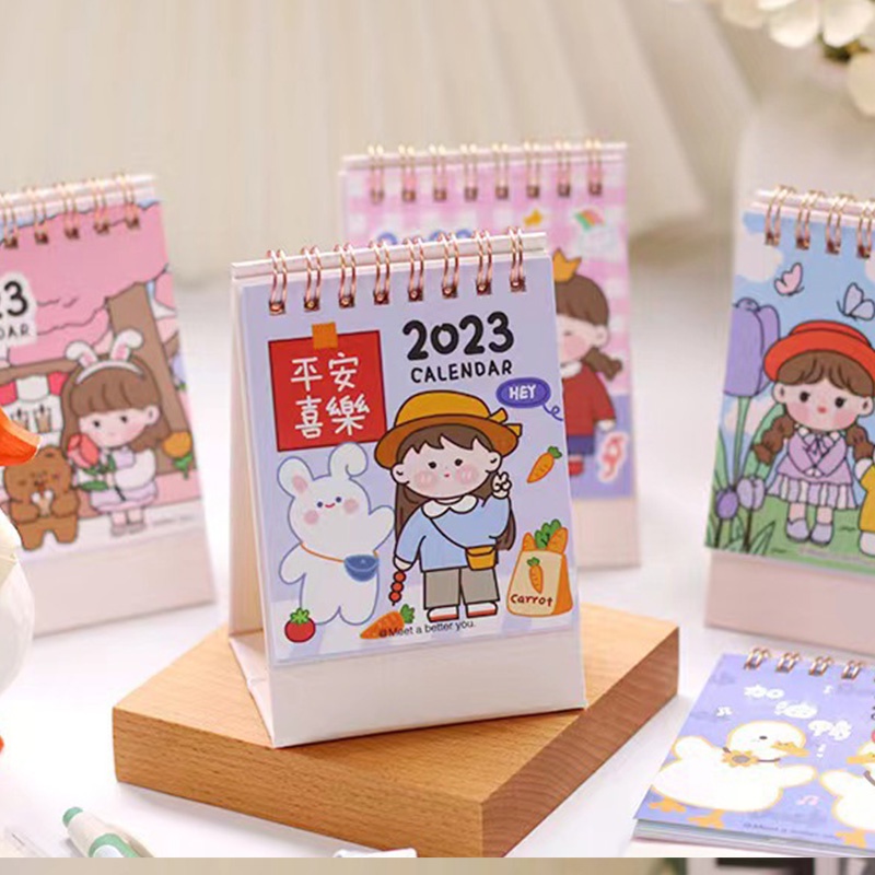2023 Cute Cartoon Vertical Calendar Student Portable Mini Desk Calendar ...