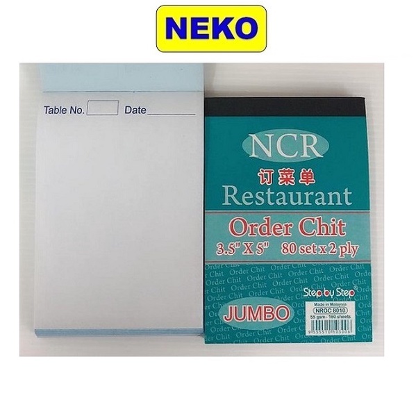 3.5" x 5" Jumbo NCR Restaurant Order Chit Book 80set x 2ply ( 10book ...