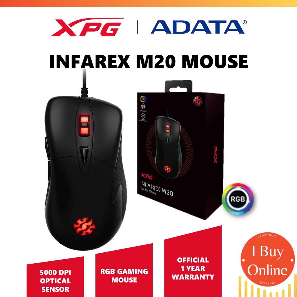XPG INFAREX M20 RGB Gaming Mouse Omron Switch 5000 DPI Ergonomic 6 ...