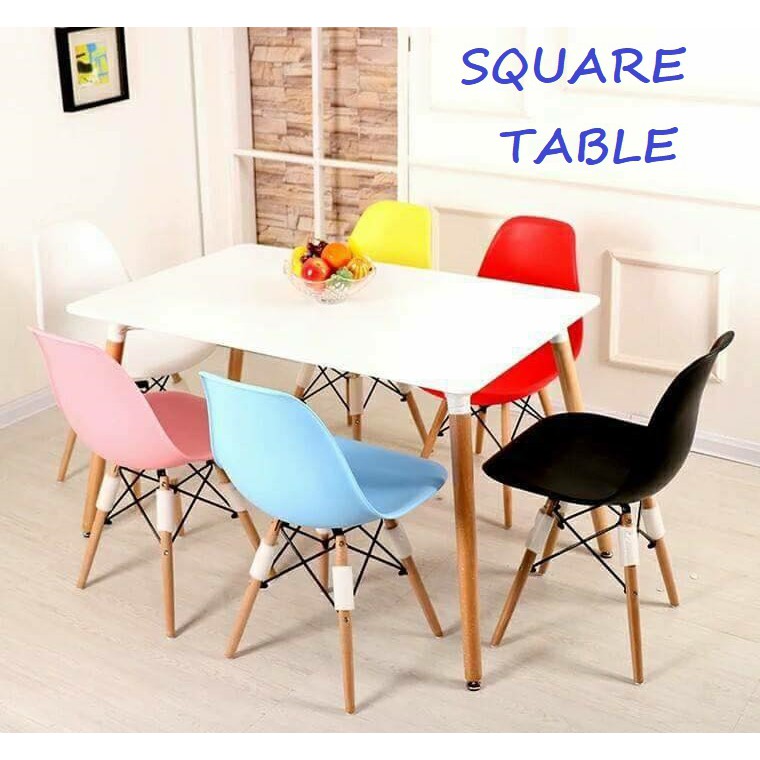 Meja SQUARE DINING TABLE EAMES DISCUSSION (High Quality) - KM | Shopee ...