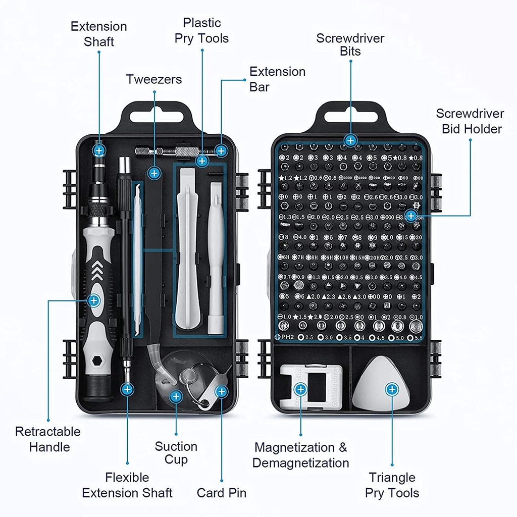ToolsSpot 115 in 1 Mini Magnetics DIY Repair Tool Kit PC Mobile Phone Precision Screwdriver Set ...