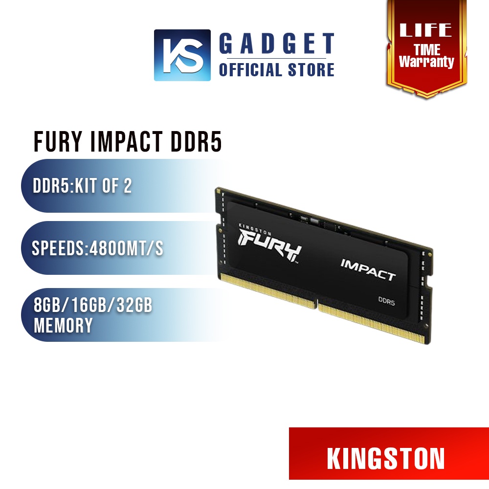 Kingston Fury Impact Ddr5 Memory 4800mhz Cl38 Notebook Gaming Sodimm