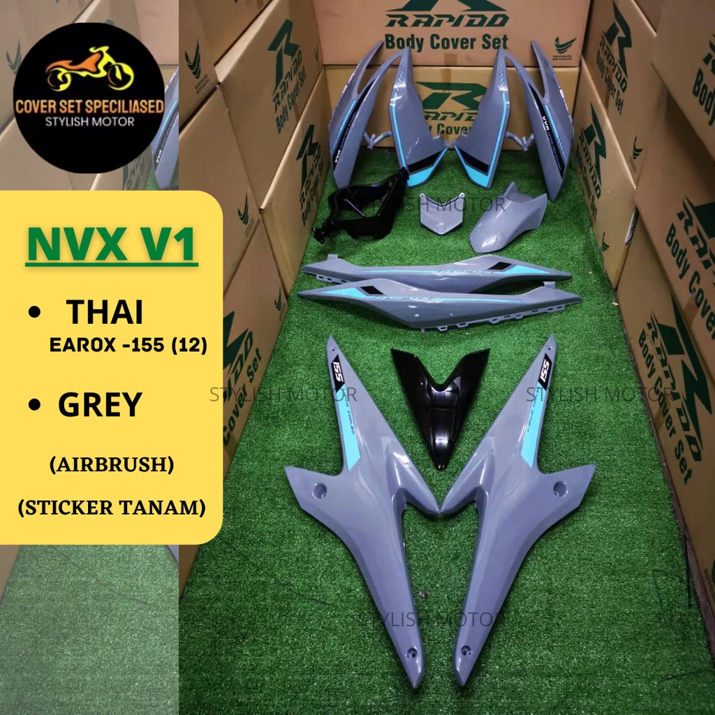 (STICKER TANAM/AIRBRUSH) RAPIDO COVER SET NVX V1 THAI AEROX-155 (12 ...