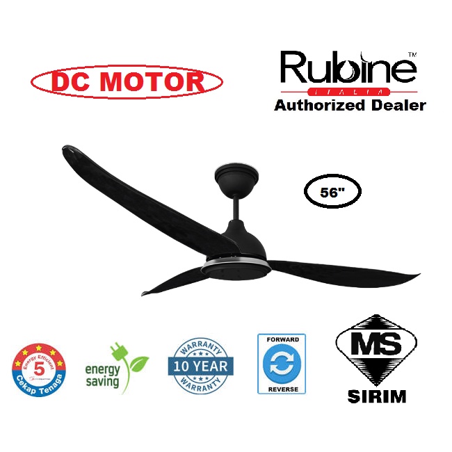 Rubine RCF-AMPIO56-3B DC Ceiling Fan / 56 INCH / BLACK | Shopee Malaysia