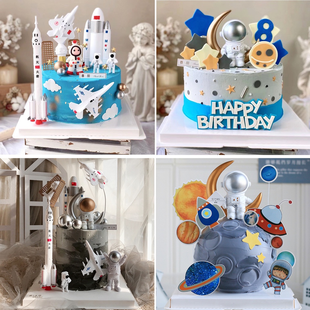 Astronaut Space World Rocket Cake Topper Birthday Cake Decoration ...