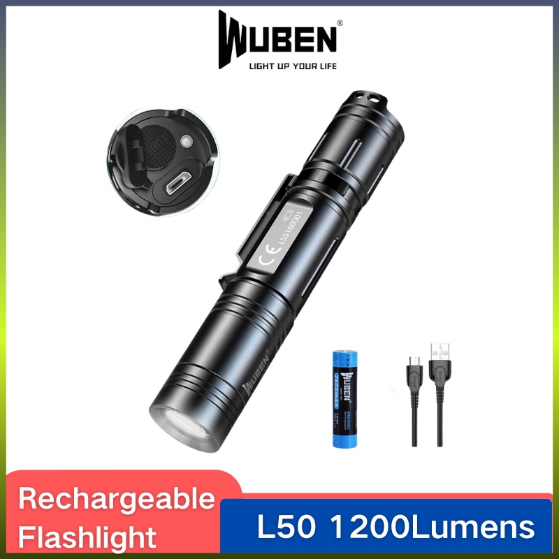 WUBEN L50 USB Rechargeable LED Ultra-bright 1200 Lumens 5 Lighting ...
