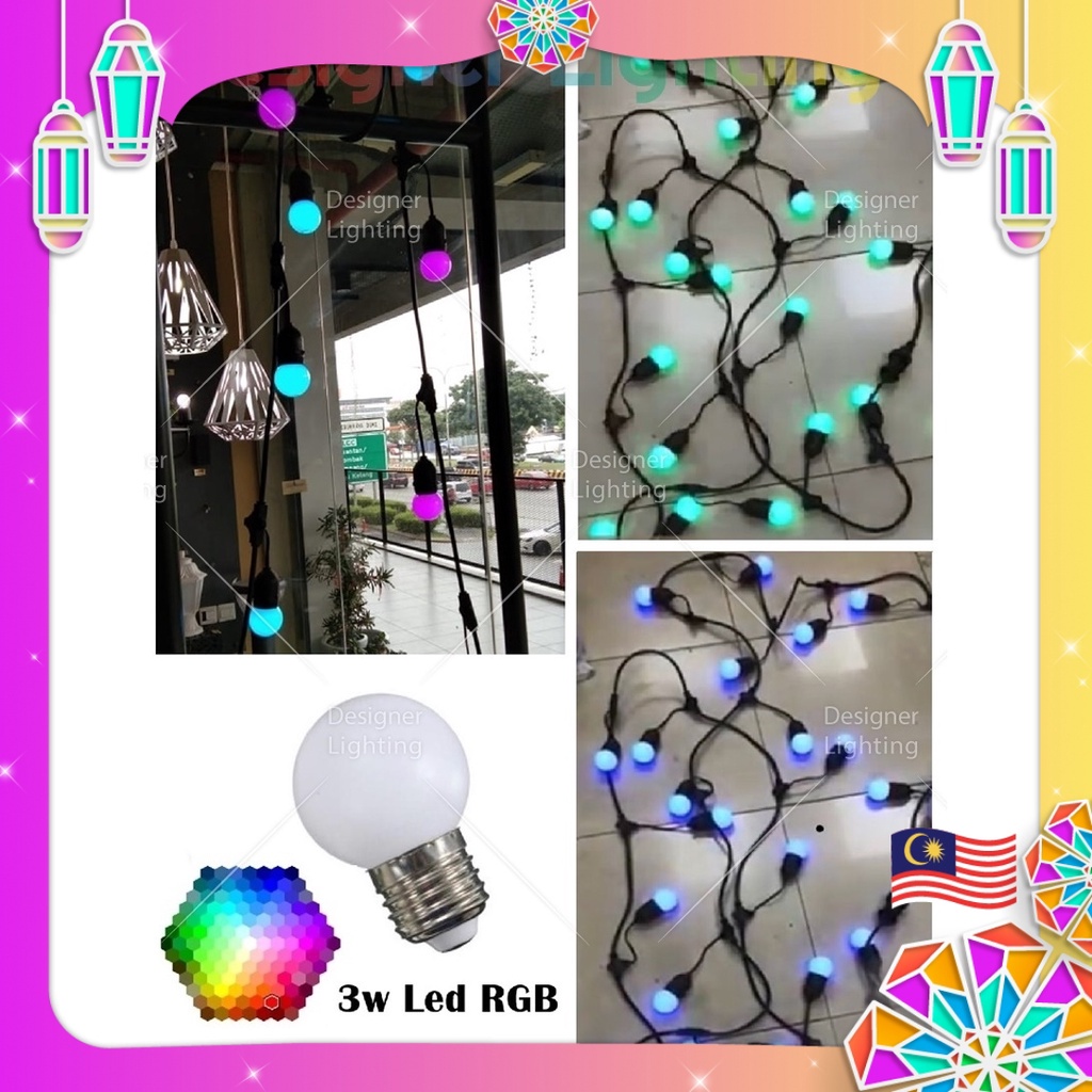 [1pc RGB LED Bulb] Lampu Hari Raya Lampu Warna Warni Lampu Kelip Kelip ...