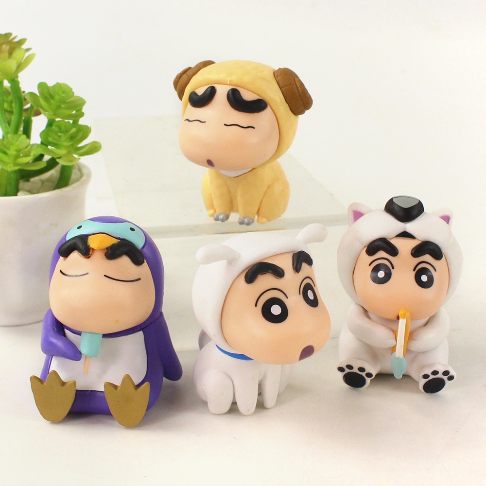 4Pcs/Set Anime Crayon Shinchan Figure Toy Cute Crayon Shin Chan Action ...