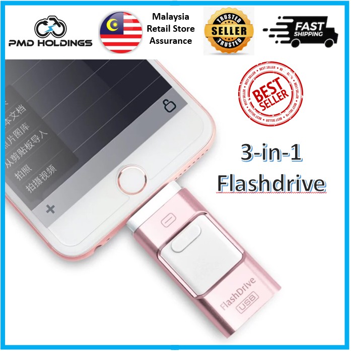 3-in-1 FlashDrive for iOS/Android/PC/Mac iFlash Drive/Pendrive (8GB ...
