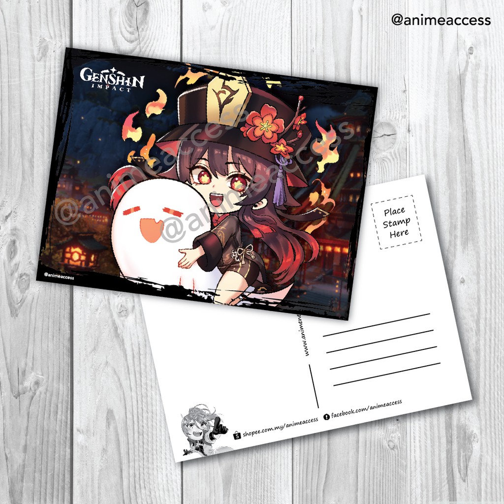 Hu Tao Genshin Impact Liyue Poscard Mihoyo Fanart Postcard Travel Post ...