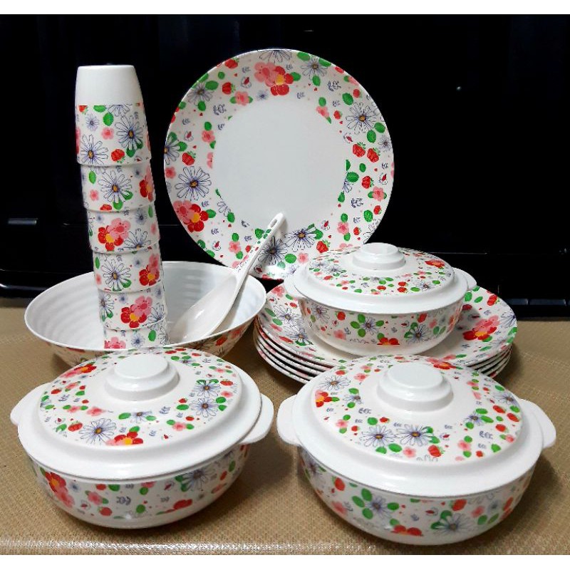 Set pinggan mangkuk melamine pink 17pcs | Shopee Malaysia