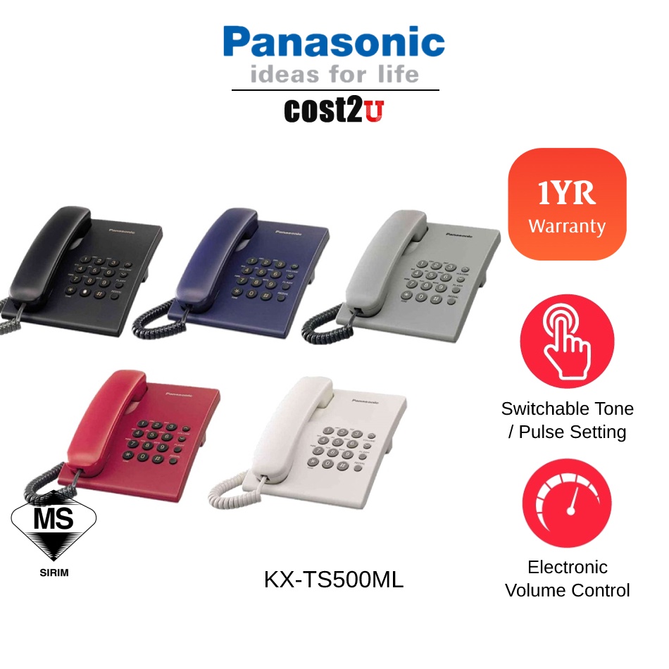 Panasonic Basic Single Line Phone | KX-TS500ML KX-TS500 KXTS500 KXTS500ML (Telefon Talian ...