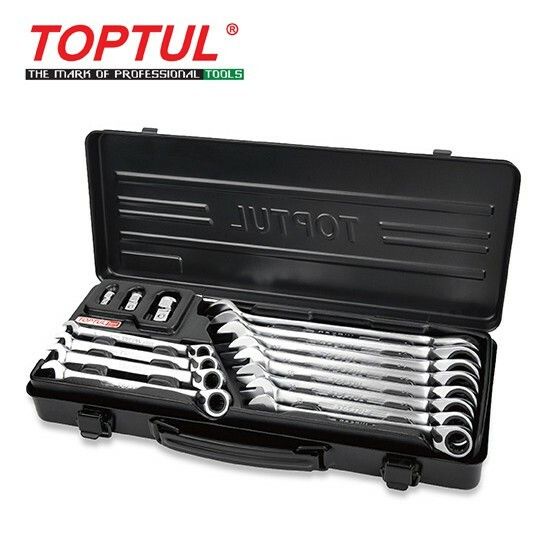 TOPTUL 15PCS Pro-Series Reversible Ratchet Combination Wrench Set ...