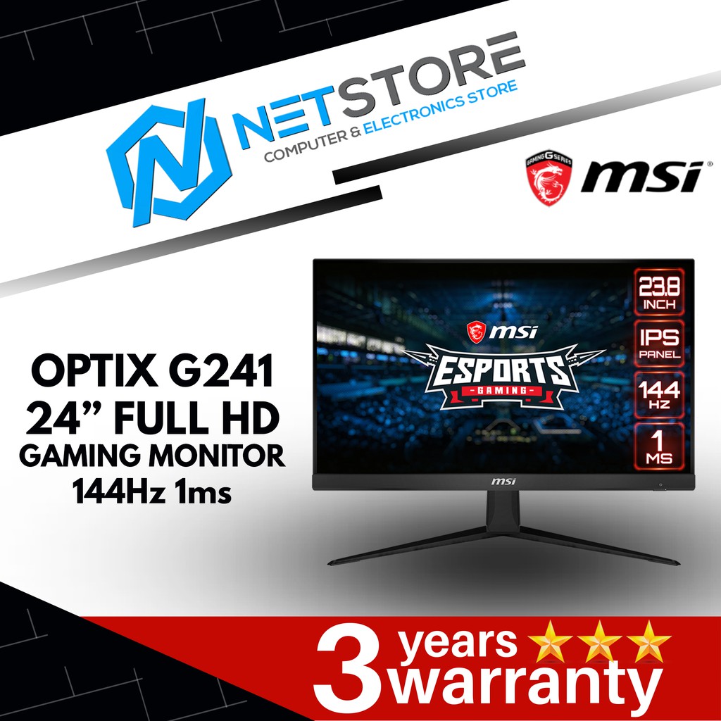 Msi optix g241 24" full hd gaming monitor - 144hz, 1ms, 1920x1080 | BeeCost