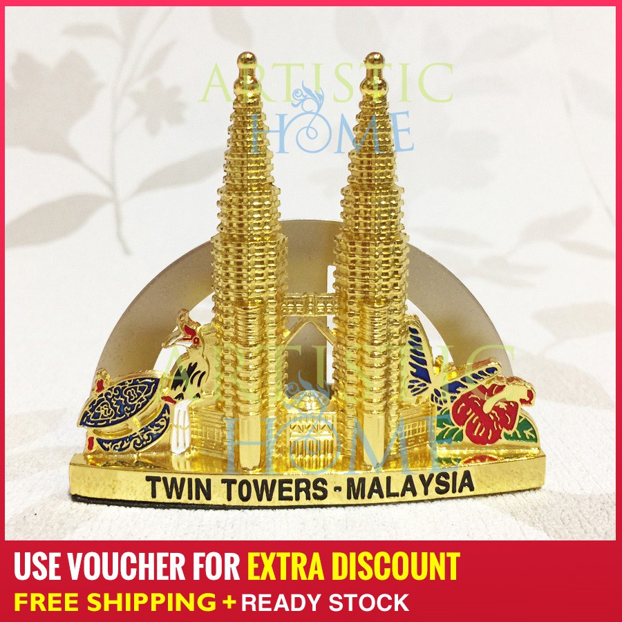 Petronas Twin Tower KLCC Business Name card holder Souvenir Gift Gold ...