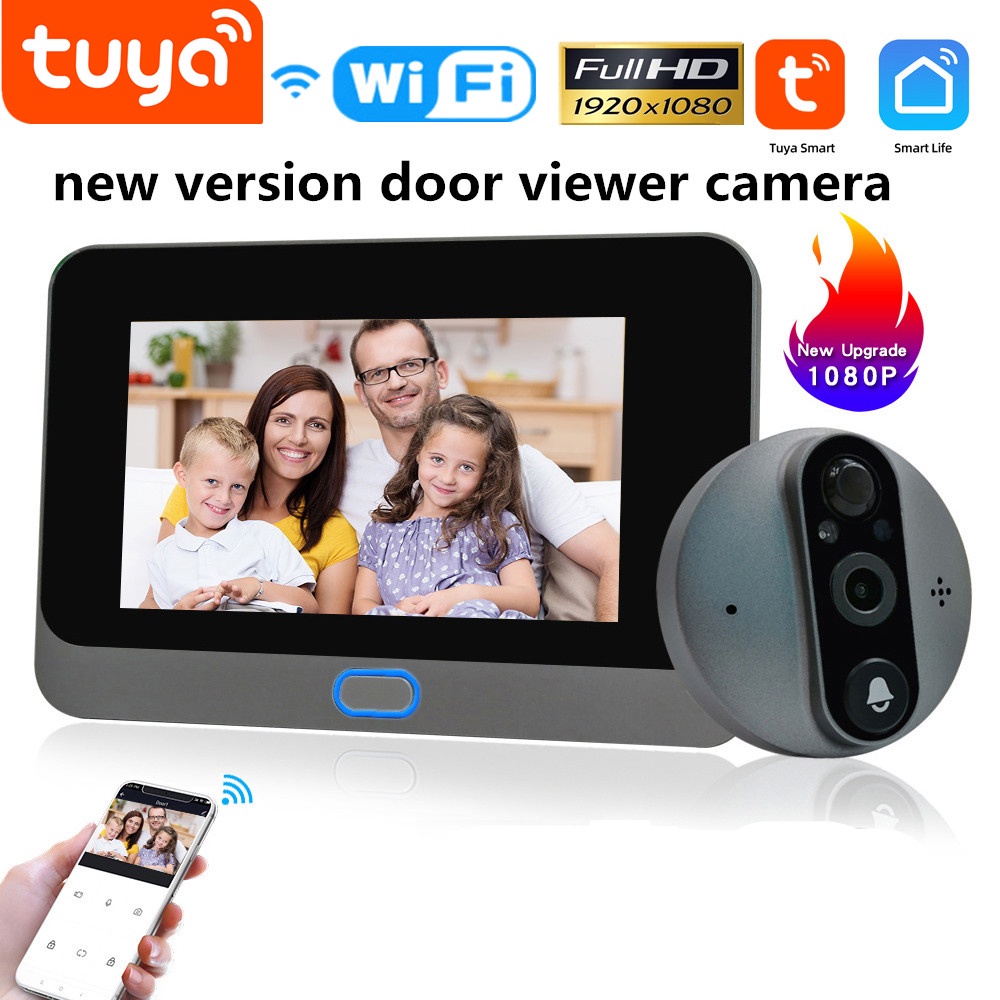 4.3 inch Cal WiFi Video Eye Doorbell Spy Camera Digital Viewer HD 1080P ...