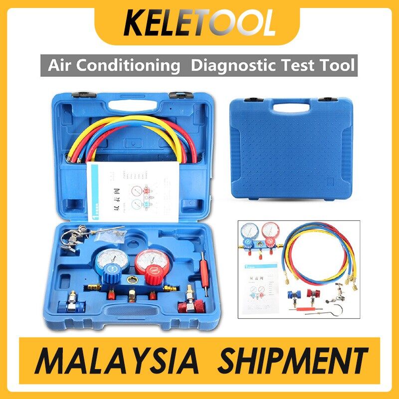 ALi Manifold Gauge Set R134a R22 R404a R12 Gas Meter Car Aircond Home Aircond Penyaman Udara ...