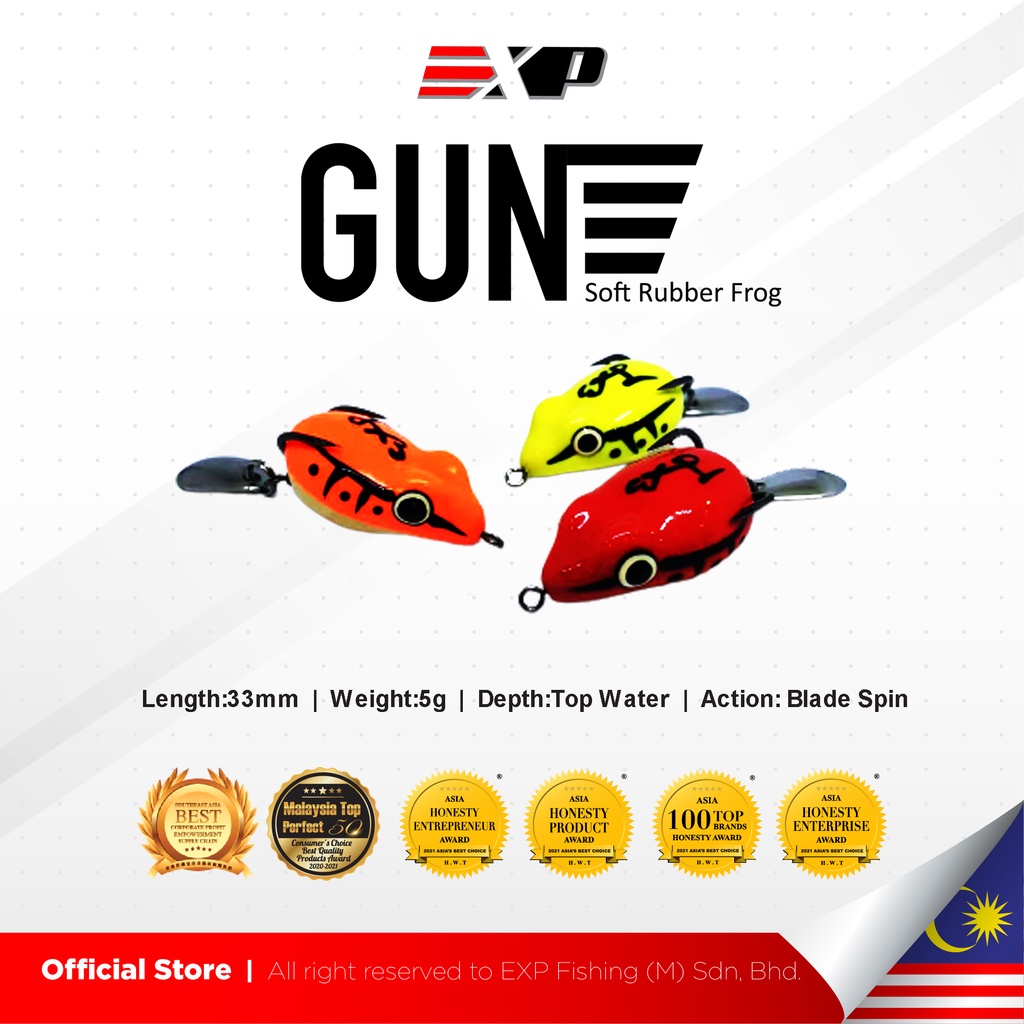 EXP Gun Frog 33mm 5g Fishing Bait Casting Bait Rubber Frog Soft Frog ...