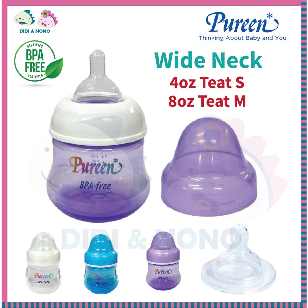 Pureen Wide Neck Bottle BPA Free [ 4oz / 8oz ] Botol Susu Bayi pureen ...