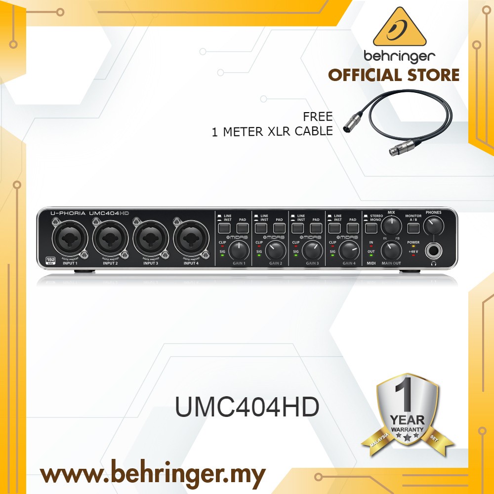 BEHRINGER U-PHORIA UMC404HD 4x4 192 kHz USB Audio Interface | Shopee ...