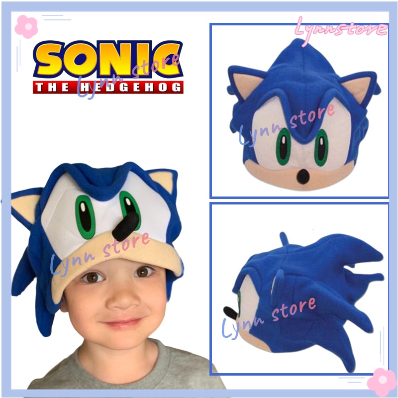SONIC THE HEDGEHOG Cute Cartoon Plush Hat Toy Blue Full Headgear Cap ...