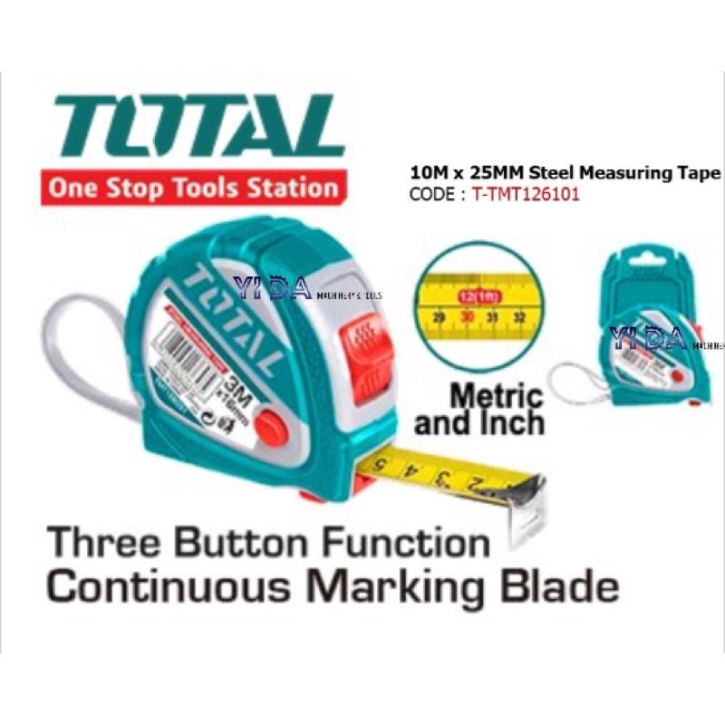 TOTAL Steel Measuring Tape (10m) - TMT126101 | Shopee Malaysia
