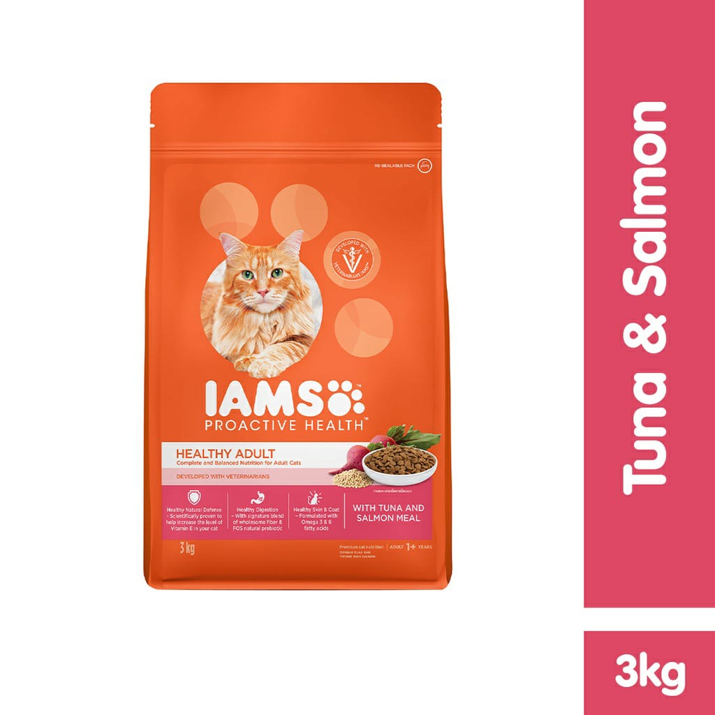 [100% ORIGINAL] 3kg IAMS Tuna and Salmon Adult Cat Food iam's proactive ...