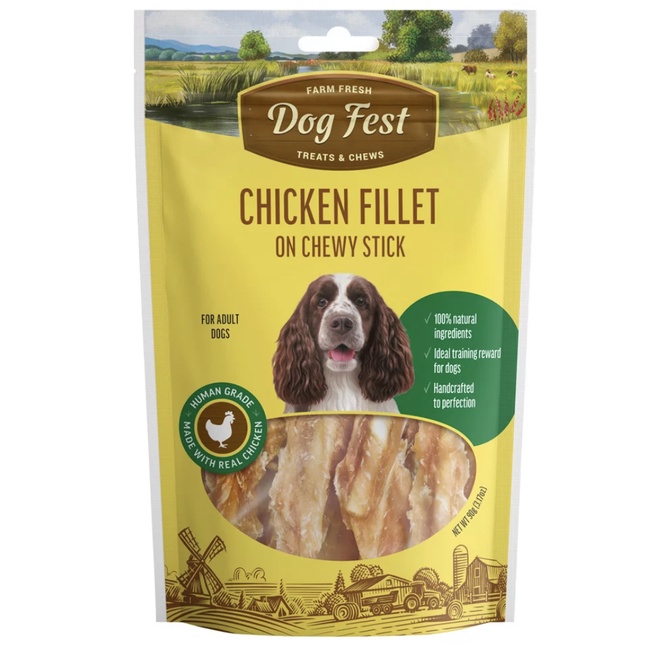 Dog Fest Chicken Fillet on Chewy Stick Treats for Adult Dogs 90g ...