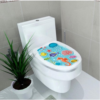 3D Toilet Sticker Toilet Seat Sticker Toilet Cover Sticker Penutup ...