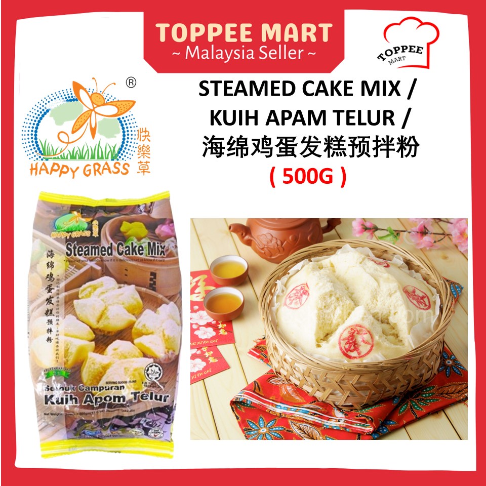 HAPPY GRASS Steamed Cake Pre Mix Flour Tepung Steam Cake Kuih Apom ...