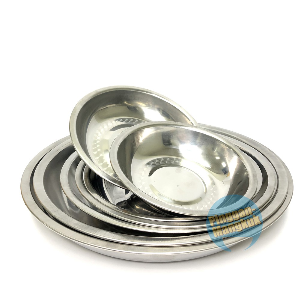 Stainless Steel Round Plate, Dish, Rice Dinner Plate | Shopee Malaysia
