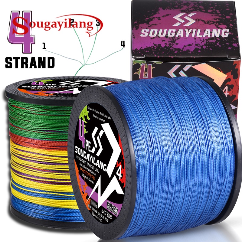 Sougayilang Fishing Line 100M PE Braided Fishing Line 4 Stands Fishing ...