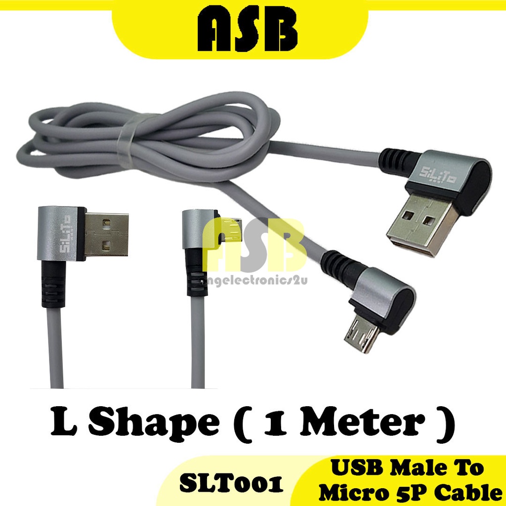 (1pc) USB Male To Micro 5P Cable SLT001 ( L Shape ) ( 1 Meter ...