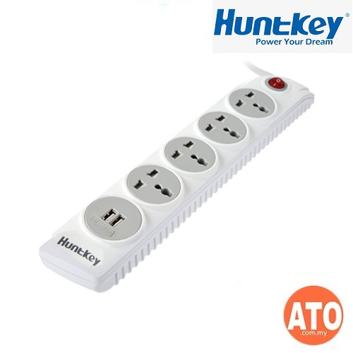 Huntkey SZN507 4 Socket & 2 USB Port Power Strip Surge Protector 3M (UK Pin) | Shopee Malaysia