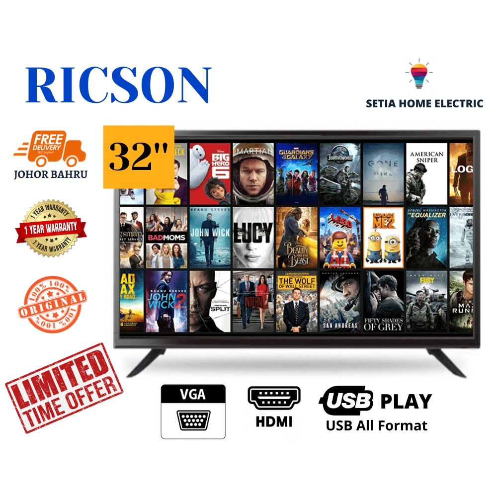 Murah!! RICSON 32'' Full HD LED TV Built In MYTV 32RT7 Made in Malaysia ...