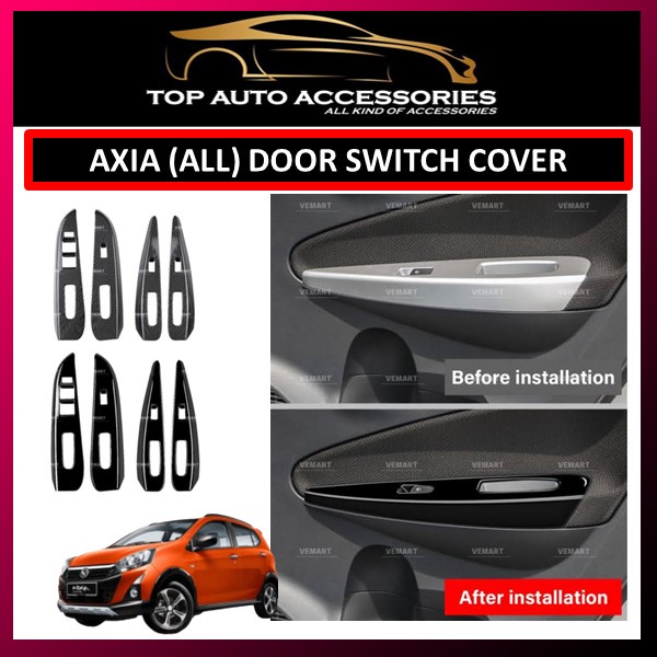 AXIA (ALL) DOOR HANDLE SWITCH COVER CARBON FIBER / GLOSSY BLACK ...