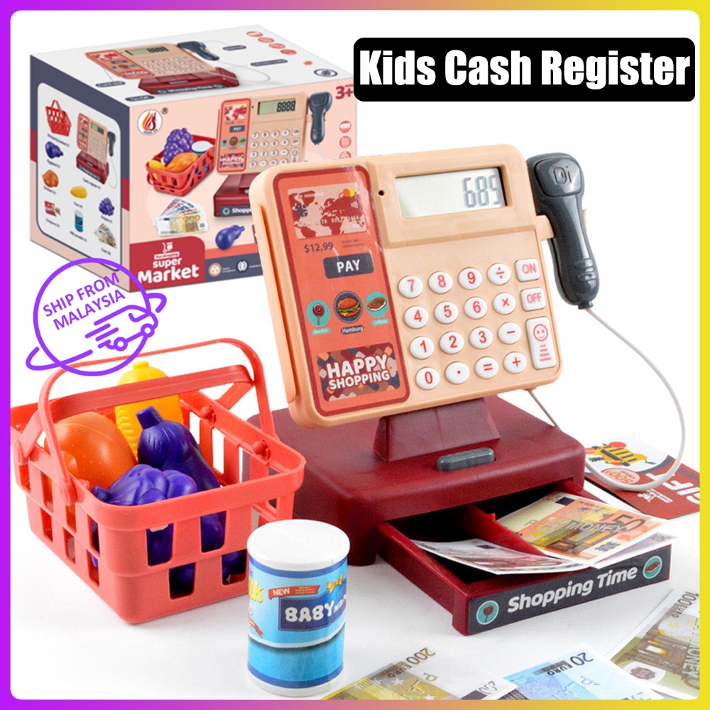 Kids Cash Register Toy Cashier Set with Calculator Pretend Toys ...